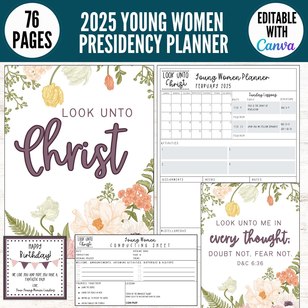 2025 Young Women Presidency Planner: LDS Theme (editable Canva) - Etsy
