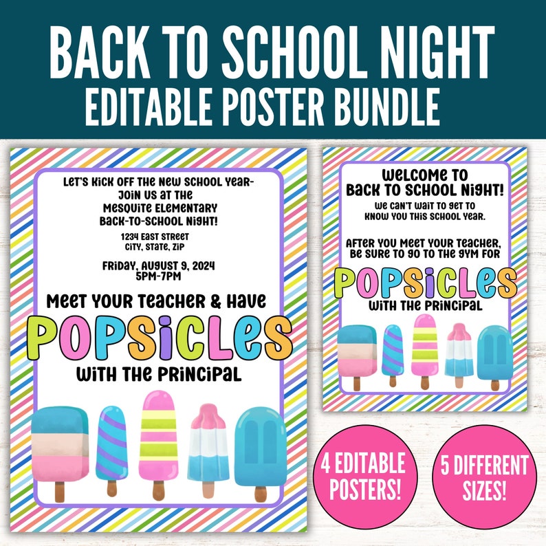 Editable Popsicles With the Principal, Back to School Night, Back to ...