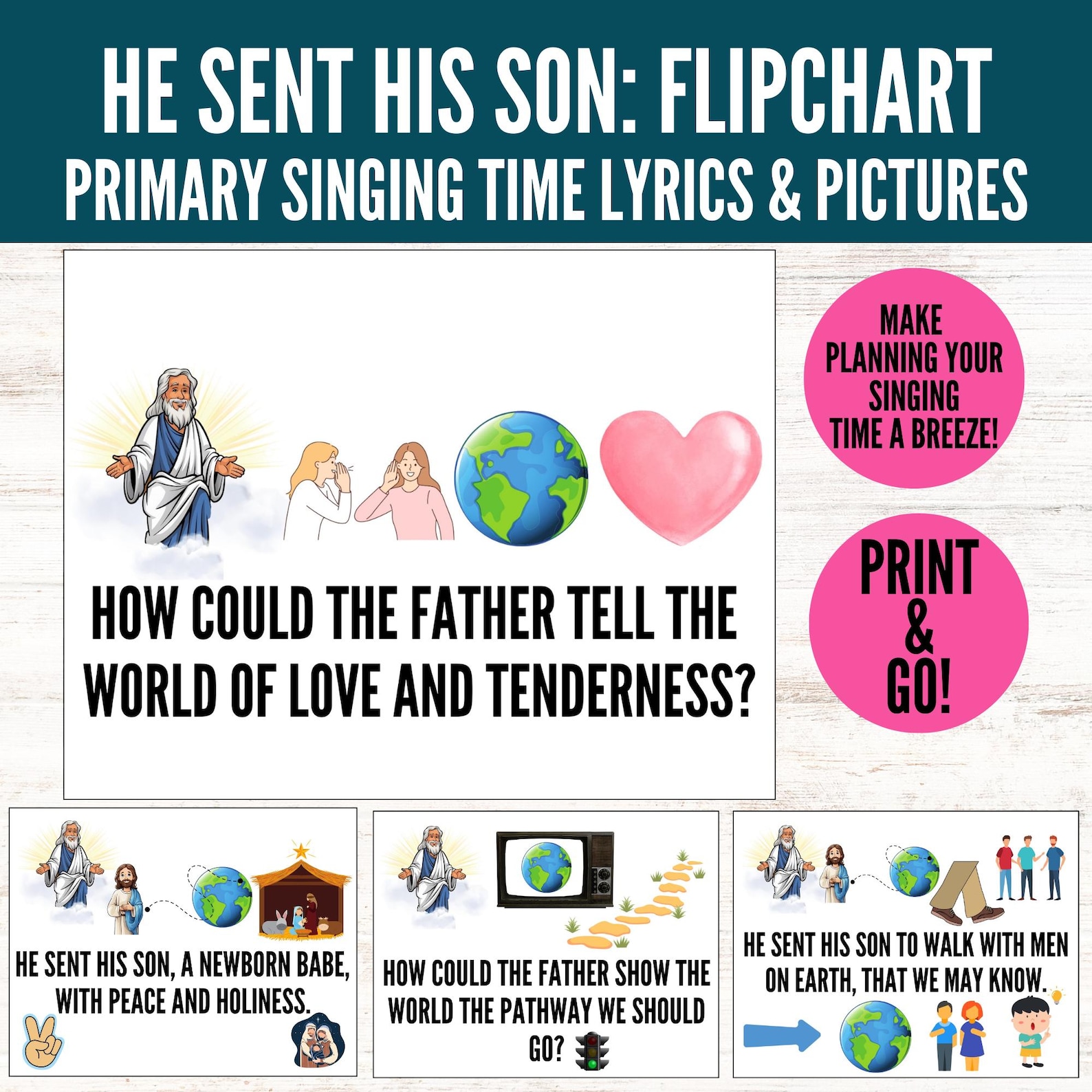 He Sent His Son Flip Chart: LDS Primary Singing Time (PDF) - Etsy