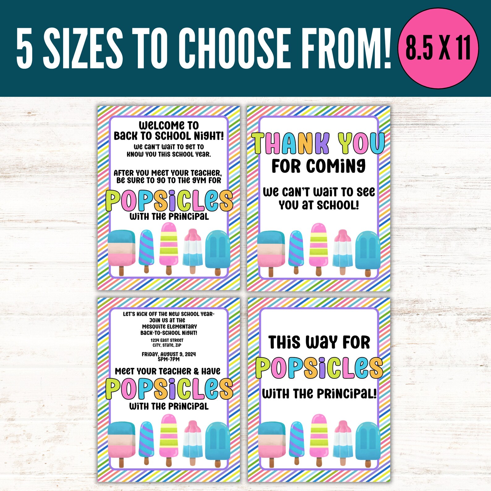 Editable Popsicles With the Principal, Back to School Night, Back to ...