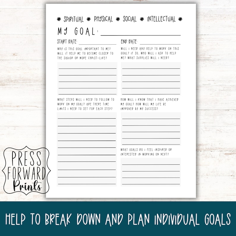 Youth Goals LDS, LDS Youth Goals, YW Theme Memorization, Lds Youth ...