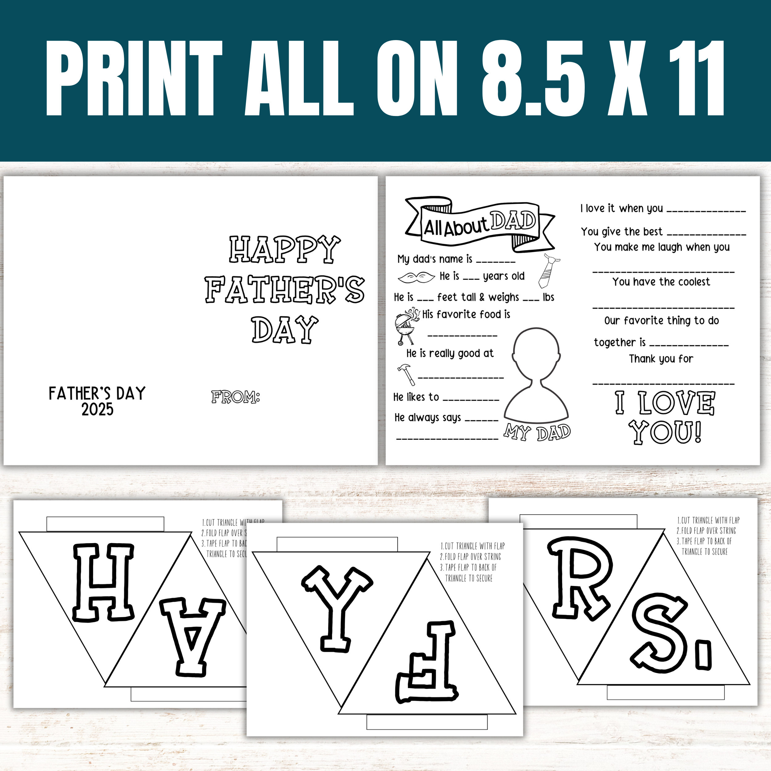 All About Dad Card: Printable Father's Day Banner (digital Download) - Etsy