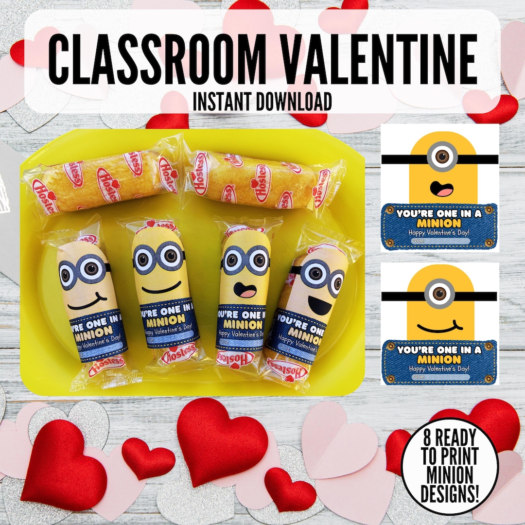 Minion Valentine Tags: Printable Classroom Valentines (DIY) - Etsy