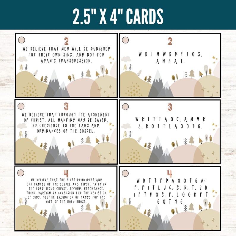 Articles of Faith Flash Cards: Printable Memorization Tracker (PDF) - Etsy