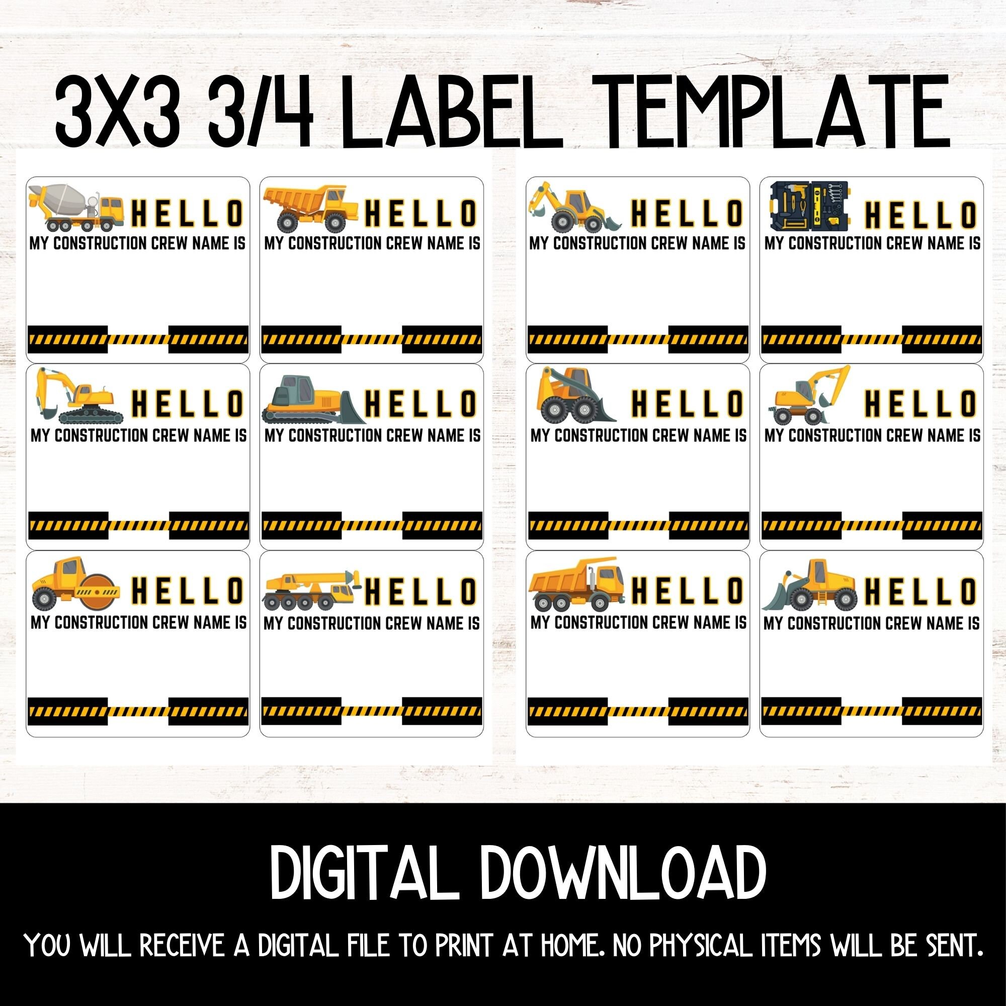 Construction Birthday Party Game: Crew Name Activity (digital Download ...