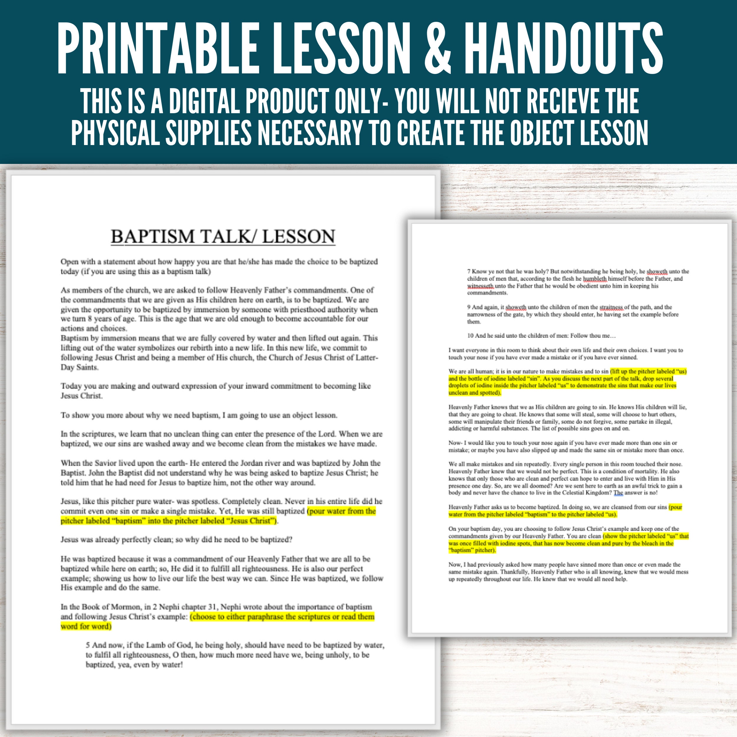 LDS Baptism Talk Object Lesson: Kit KAT Covenant Handout (PDF) - Etsy