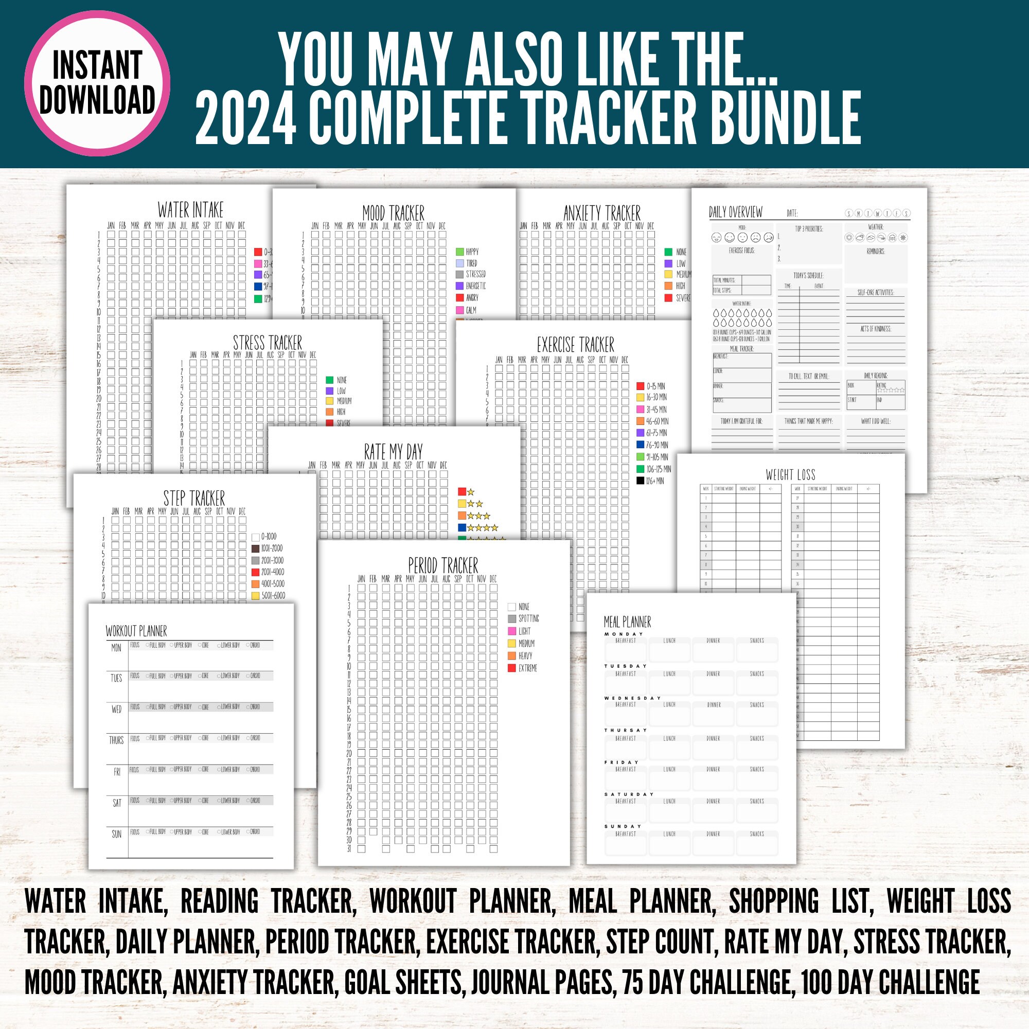Yearly Mood Tracker, Yearly Habit Tracker, Habit Tracker, Yearly ...