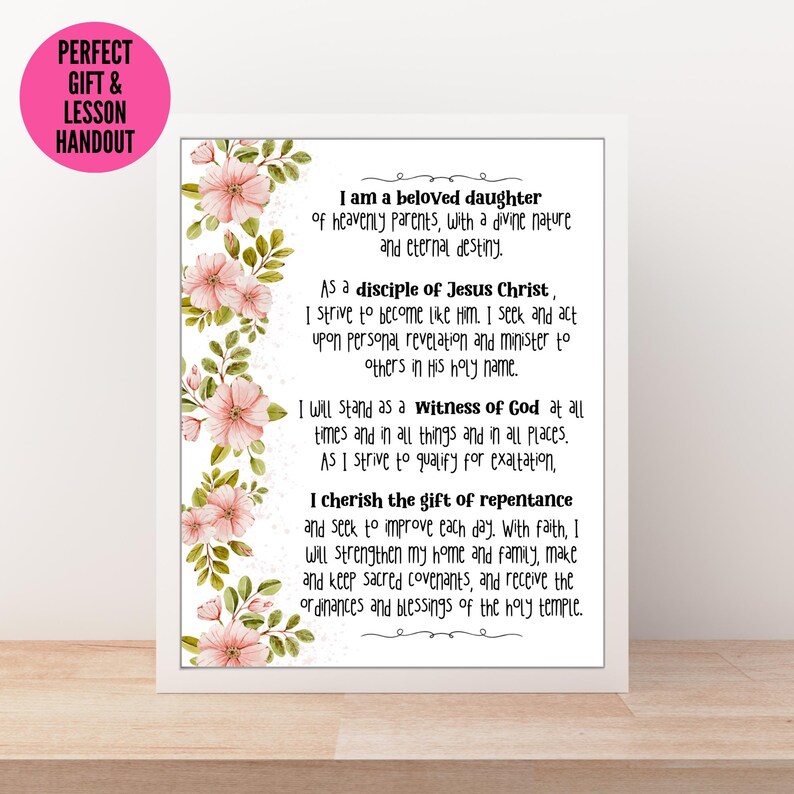 LDS Young Women Theme Printable: Floral 8x10 (digital Download) - Etsy