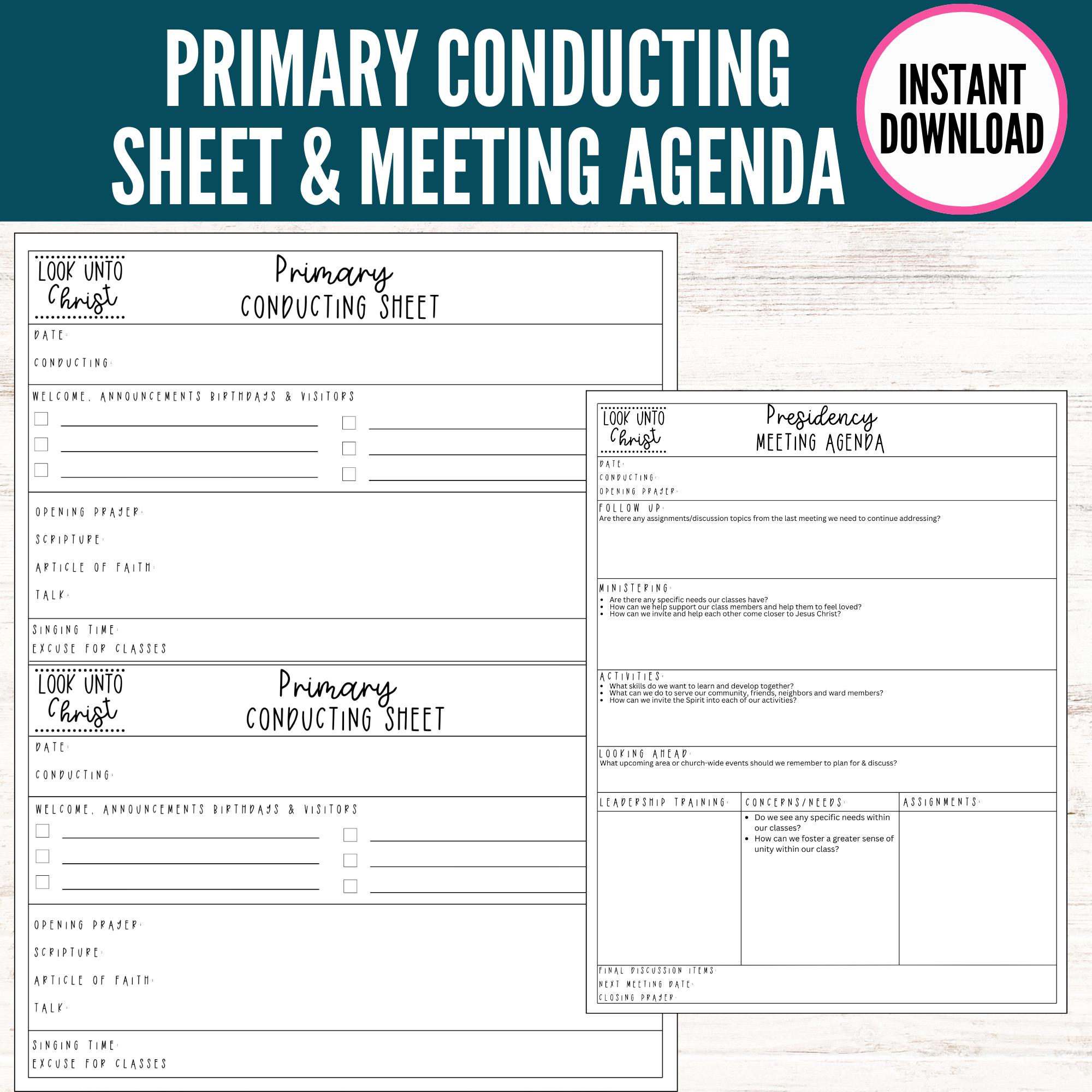 Primary Conducting Sheet, Primary Presidency, LDS Primary Presidency ...