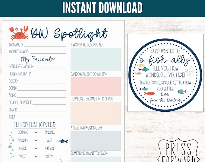 LDS Young Women Spotlight, LDS Young Women Printable, YW Spotlight ...