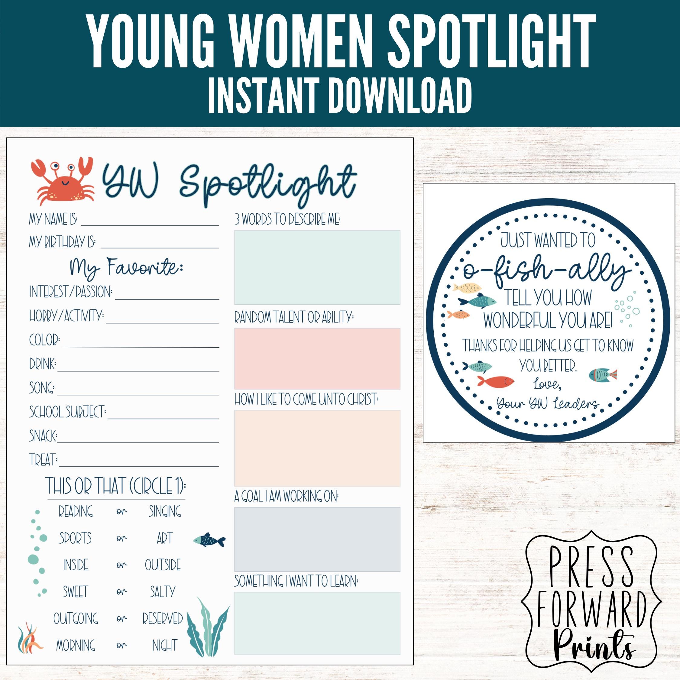 YW Spotlight Printable: LDS Young Women Activity (PDF Download) - Etsy