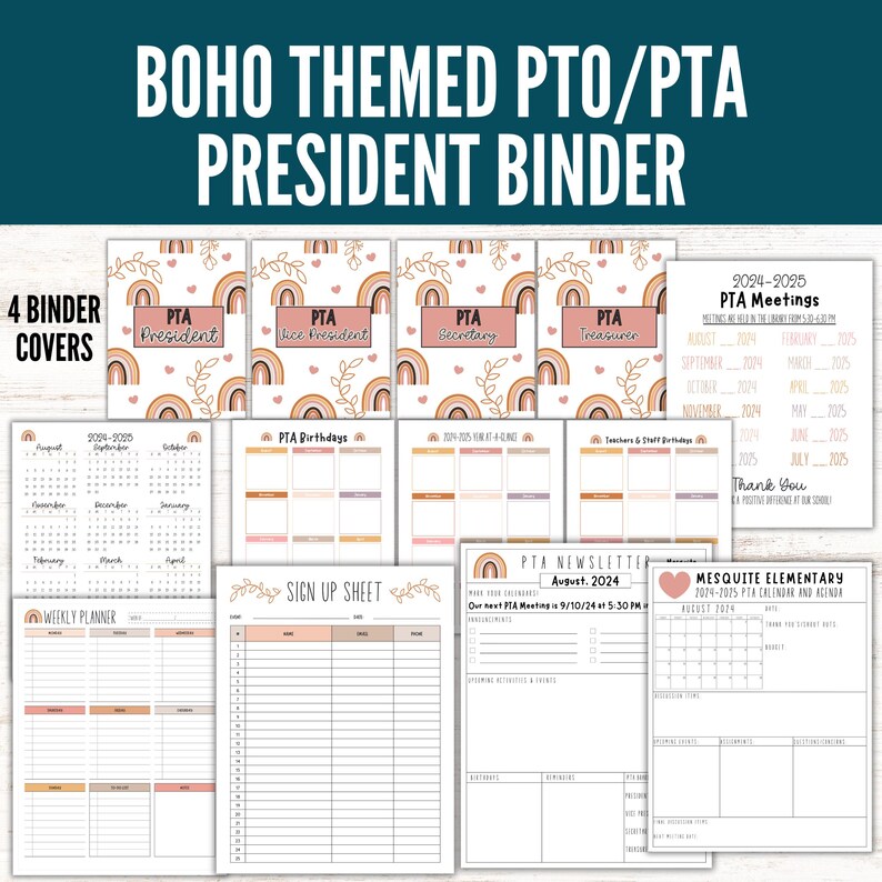 PTA President Binder: Editable 44-page Bundle (digital Download) - Etsy