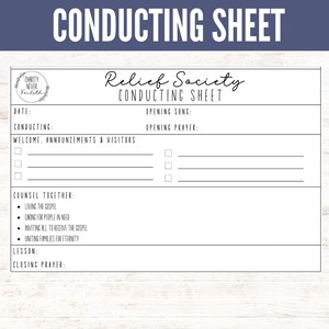 Relief Society Conducting Sheet: Meeting Agenda & 2026 Schedule (PDF ...