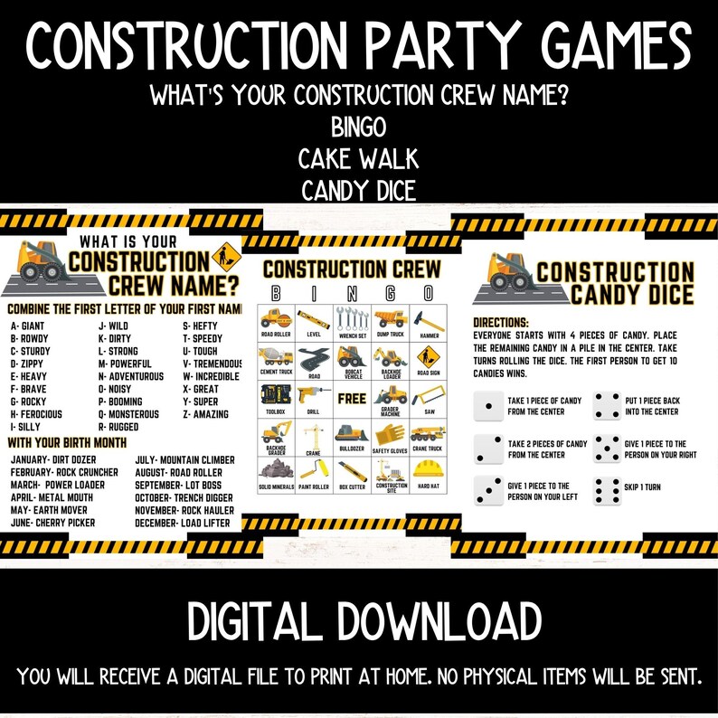 Construction Party Games, 2yr Birthday Construction, Boys 3rd Birthday ...