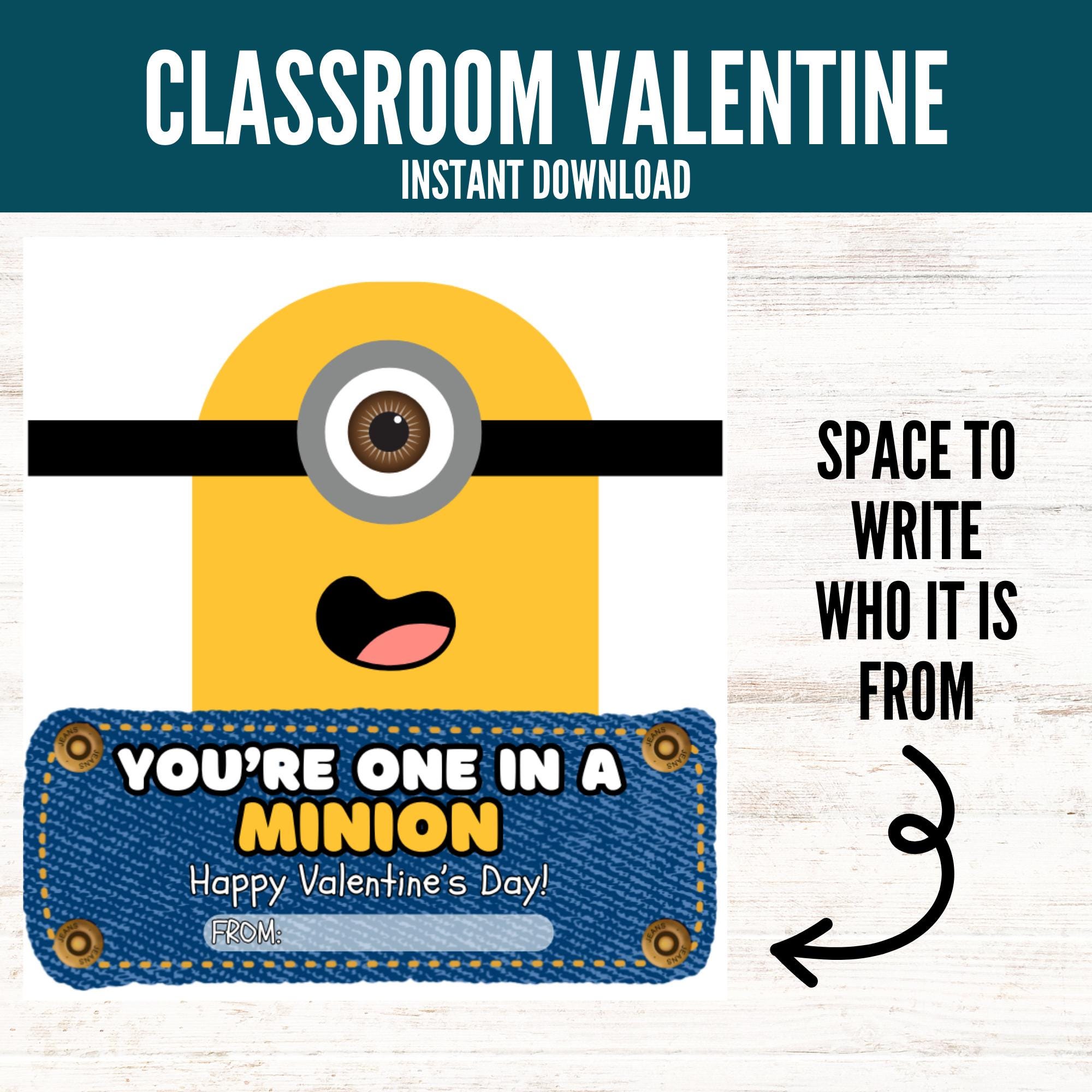 Minion Valentine Tags: Printable Classroom Valentines (DIY) - Etsy