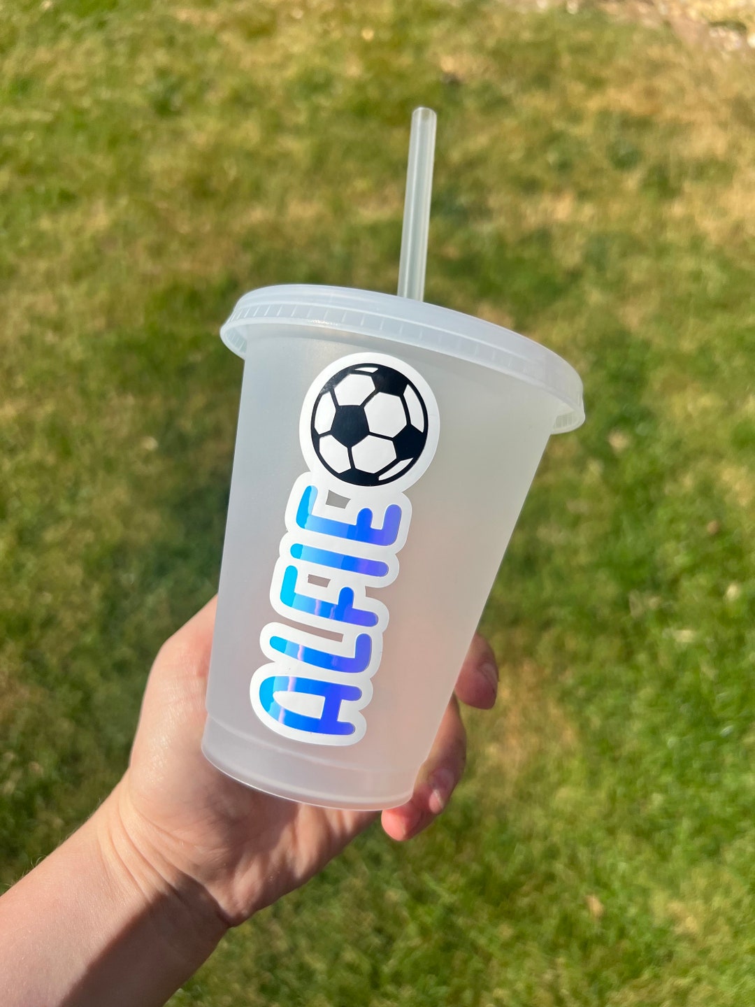 Personalised Football Cold Cup With Straw: 16oz Kids Cup - Etsy