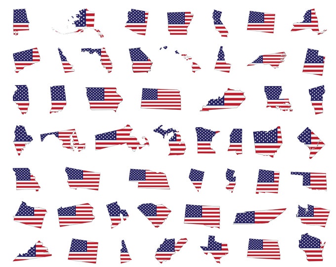 All 50 States Outline Svg Bundle,all 50 States Outline Svg,state Svg,us ...