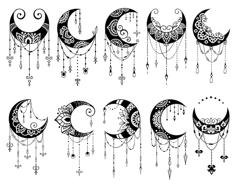 Crescent Moon SVG Bundle, PNG, Celestial Svg, Moon Svg, Moonphase Svg ...
