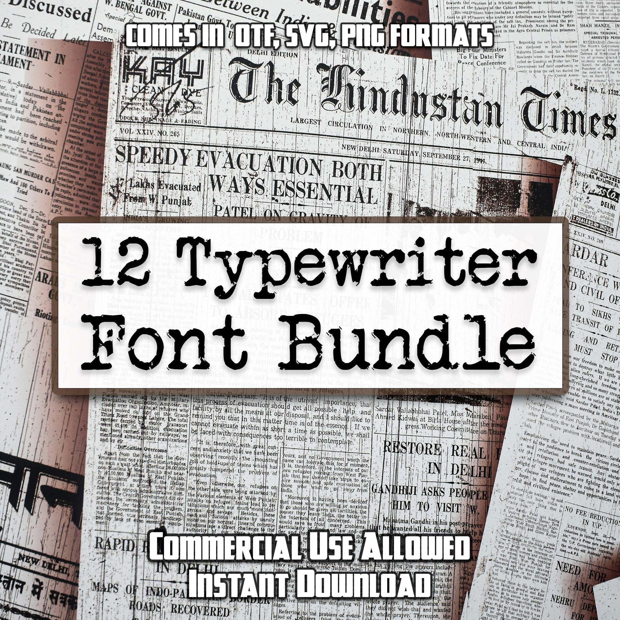 12 Typewriter Fonts Bundle - OTF, SVG, PNG - Vintage Font Bundle ...