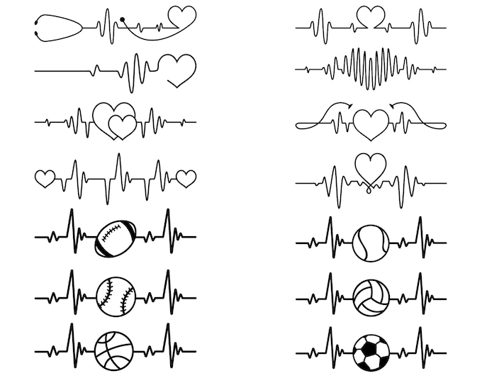 Heartbeat Line SVG, Heart Beat Line SVG, Heartbeat Pulse Clipart, ECG ...