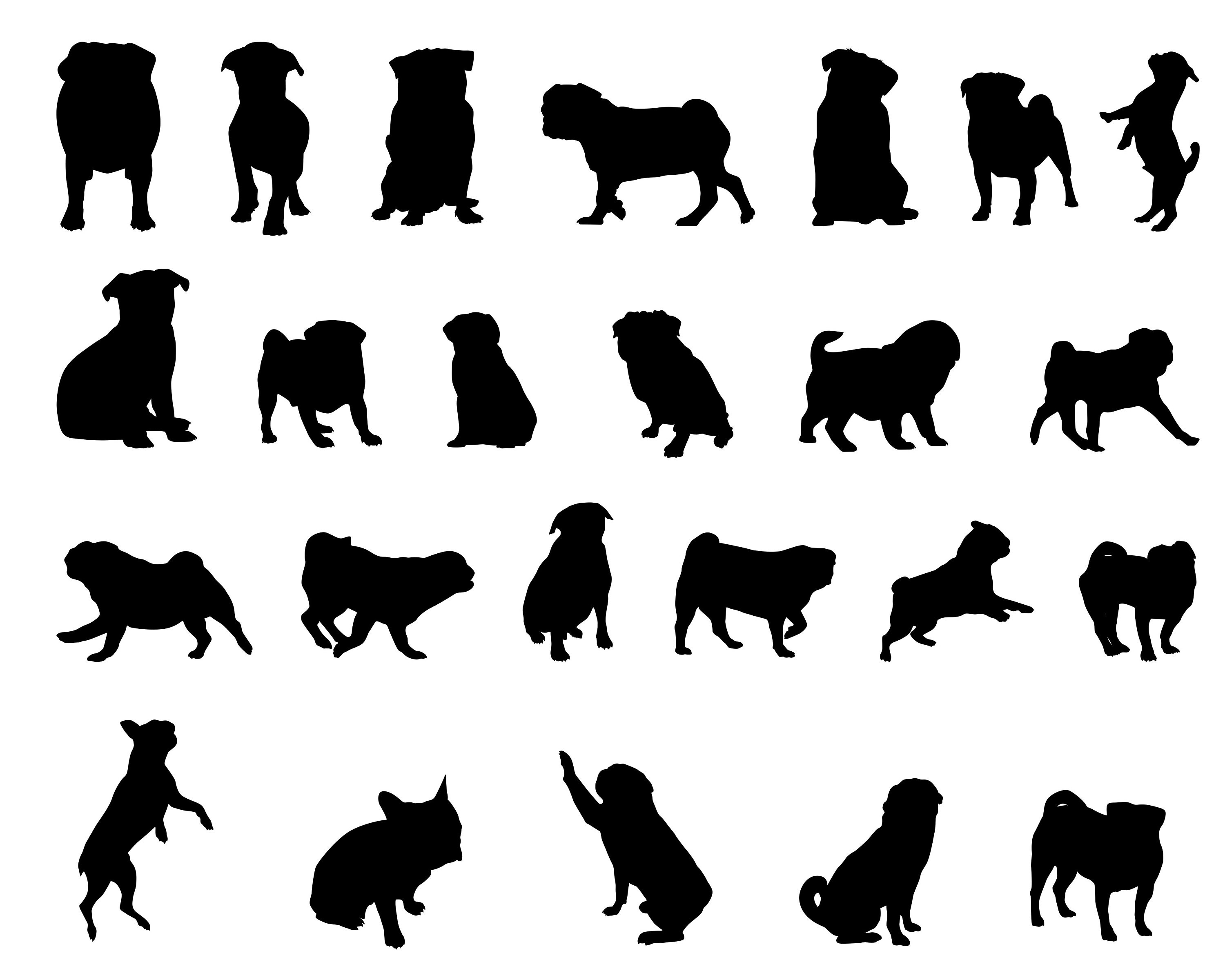 Mops SVG Bundle PNG Mops Silhouette Svg Plotterdateien für - Etsy ...