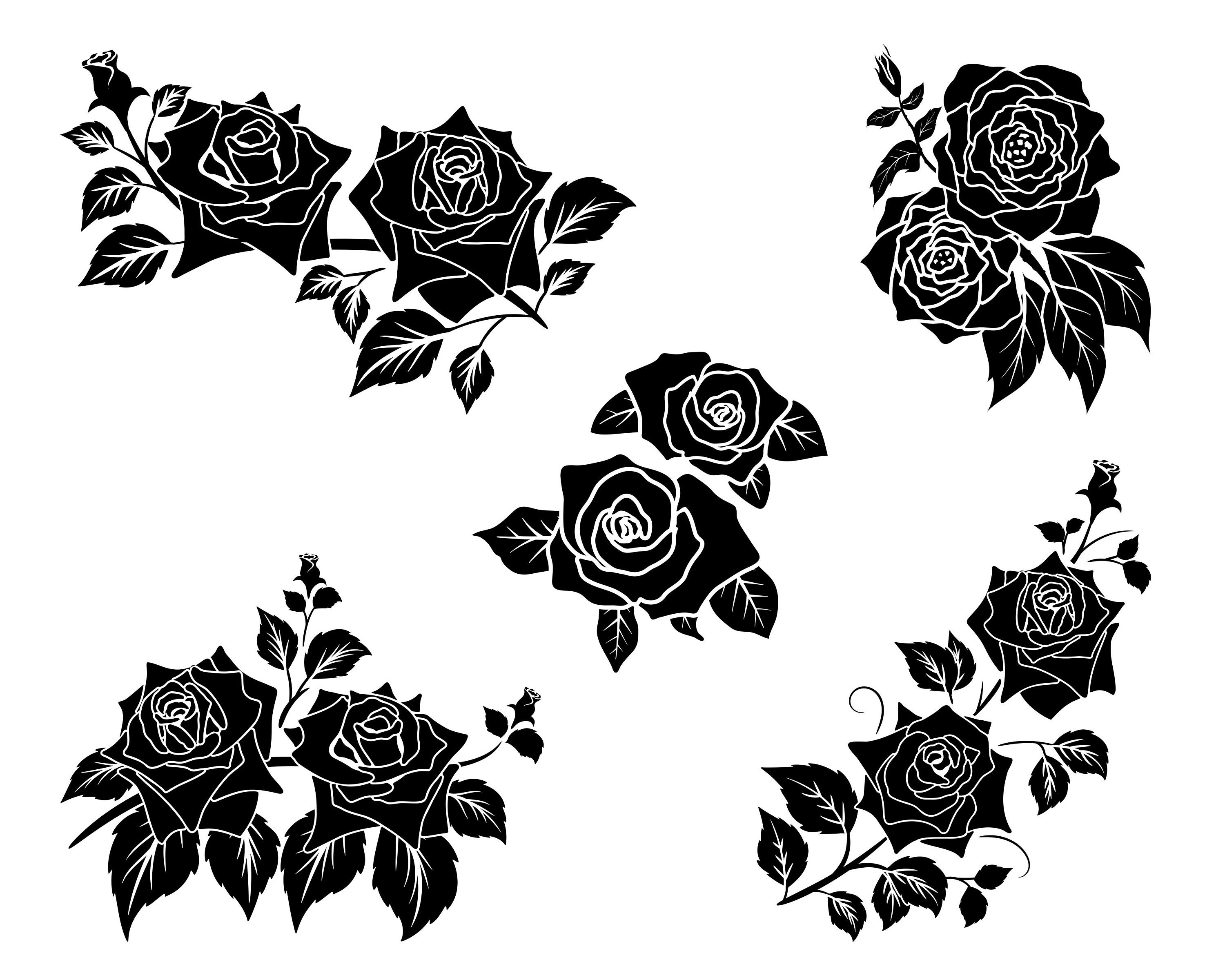 Rose SVG Bundle PNG Rose Cut File for Cricut Black Rose - Etsy Ireland