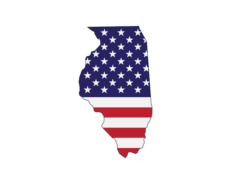 Illinois Flag Map SVG PNG American Flag Svg Illinois - Etsy