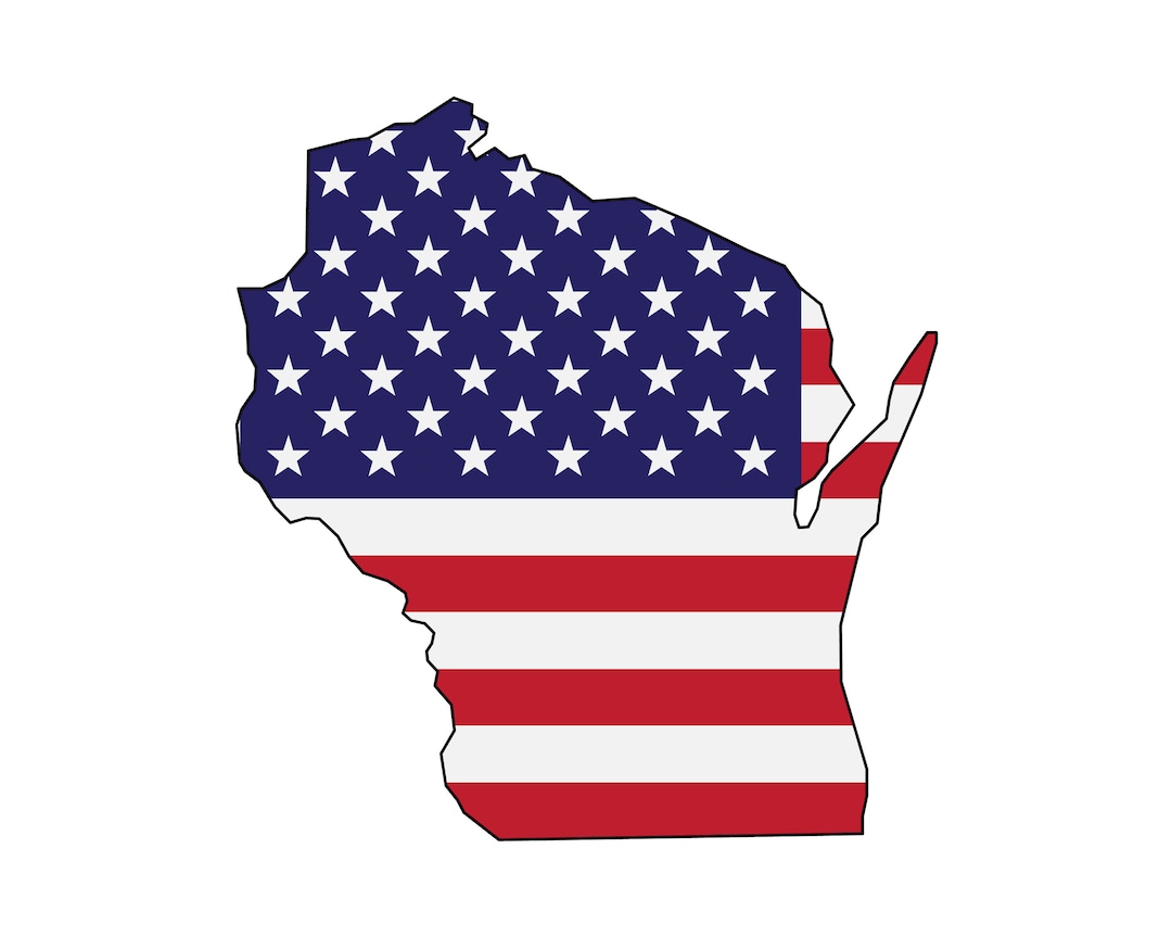 Wisconsin Flag Map SVG, PNG - American Flag, Wisconsin Outline Svg ...