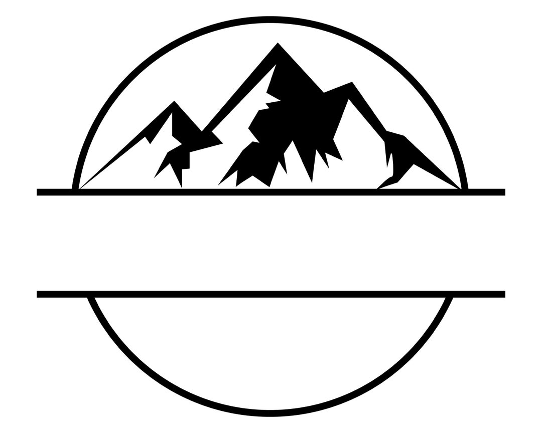 Mountain Monogram SVG, PNG - Circle Frame Svg, Split Name Frame Svg ...