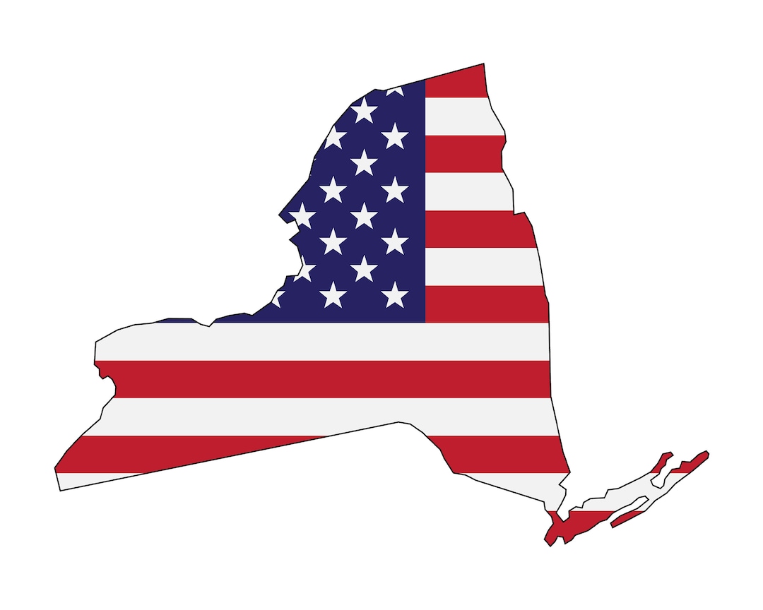 New York Flag Map SVG, PNG - American Flag Svg, New York Outline Svg ...