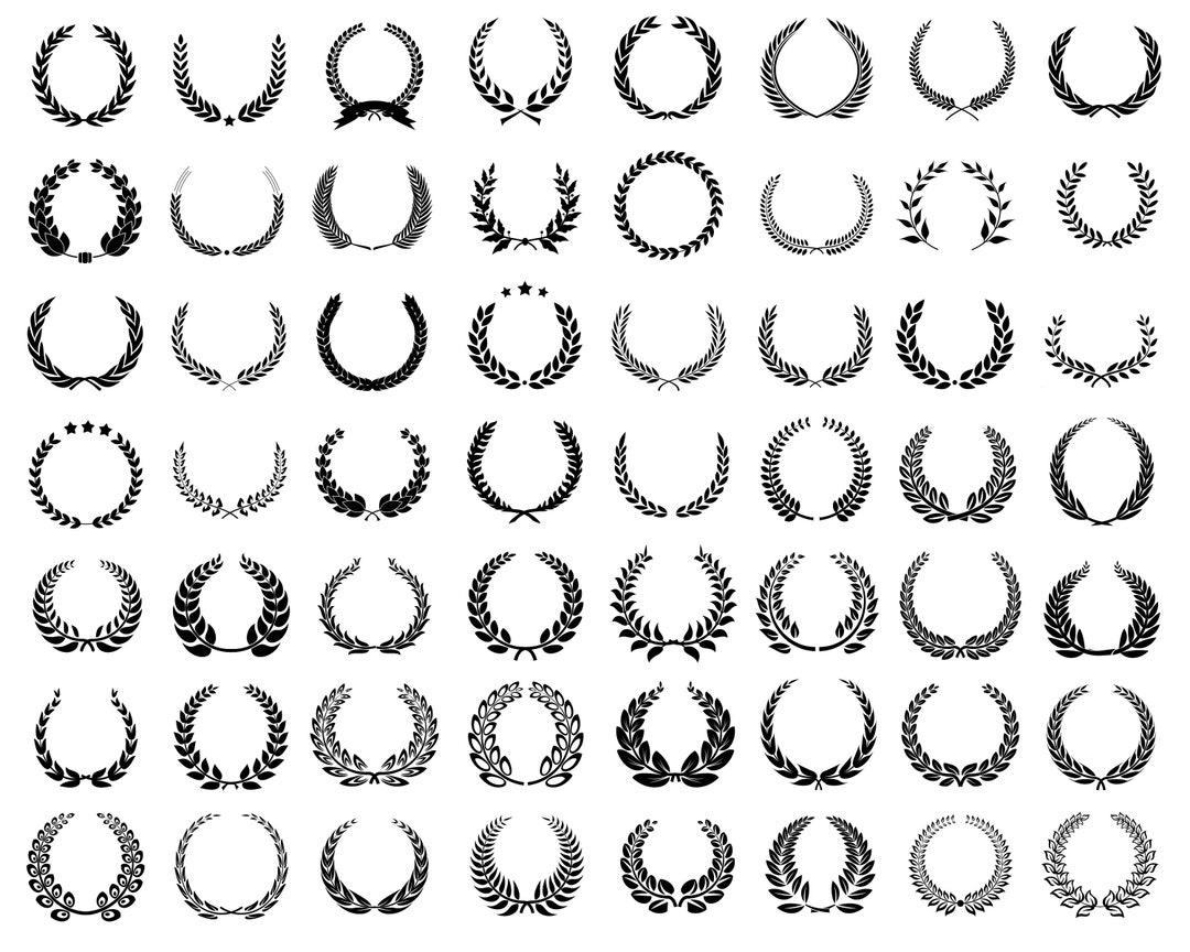 Laurel Wreath SVG Bundle, PNG, Cut Files for Cricut, Silhouette, Hand ...