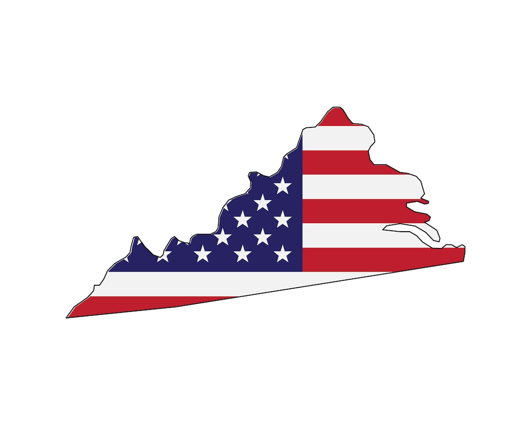 Virginia Flag Map SVG, PNG - American Flag, Virginia Outline Svg ...
