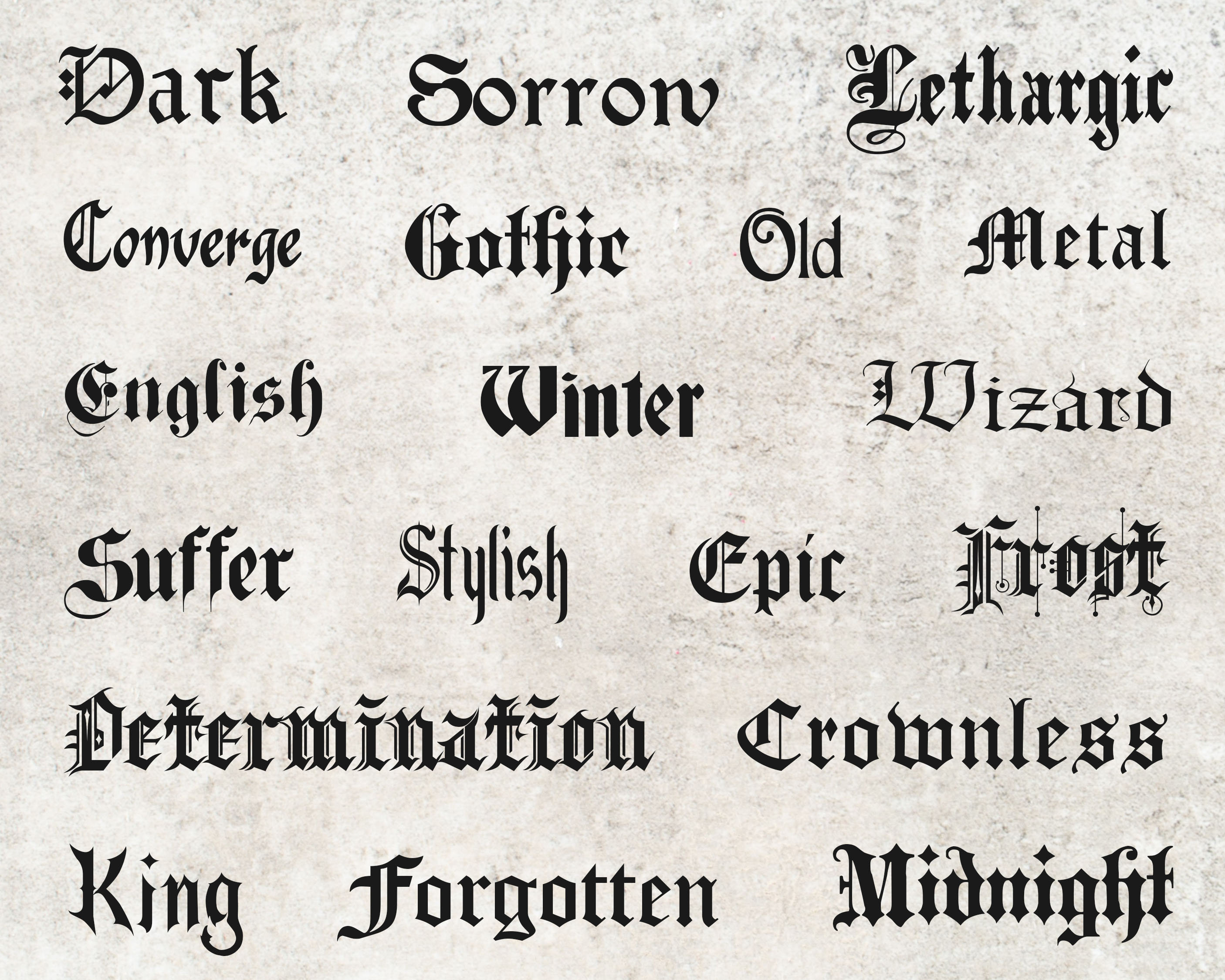 Gothic Alphabet Letters G A