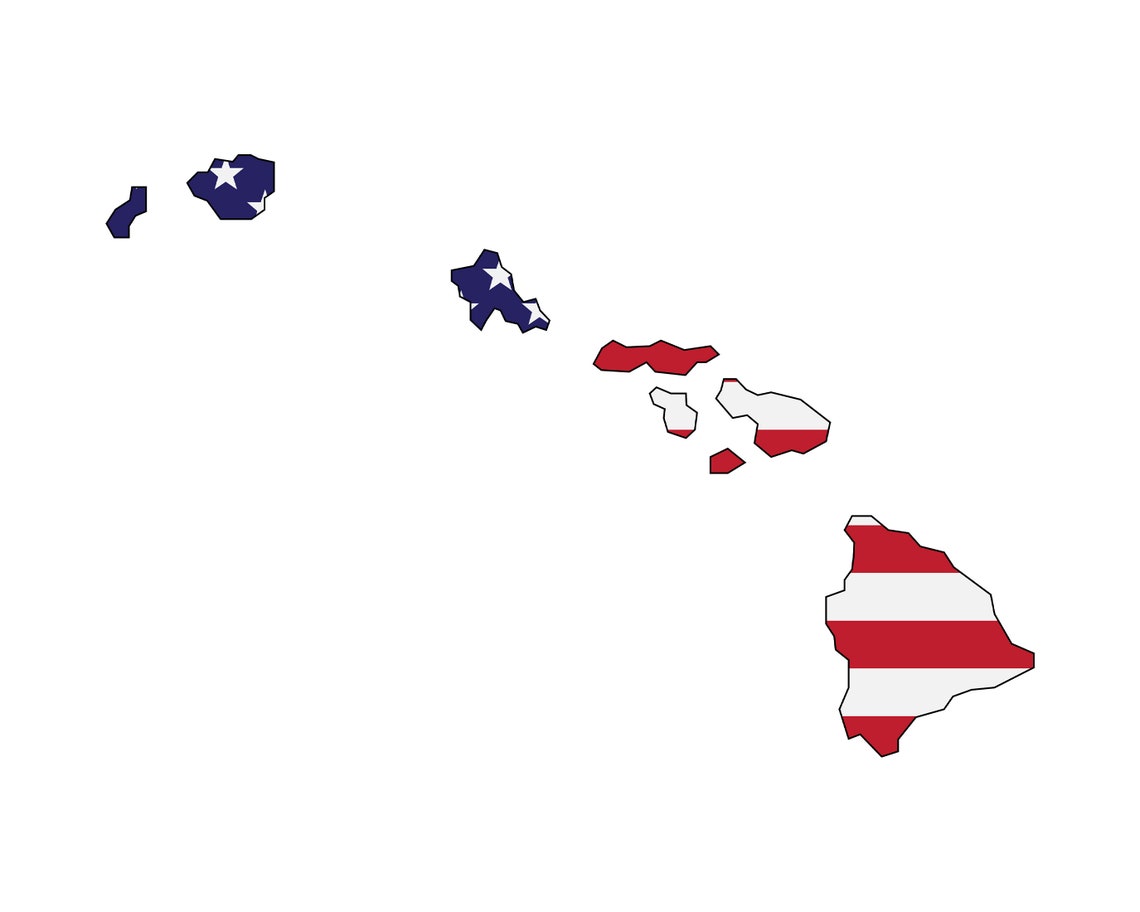 Hawaii Flag Map SVG PNG American Flag Svg Hawaii Outline - Etsy