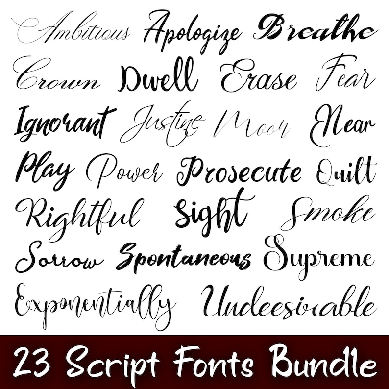 23 Script Font Bundle #2 SVG, PNG, TTF, Alphabet Svg, Cursive, Wedding ...