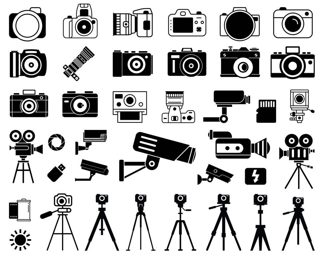 Camera SVG, PNG Bundle, Tripod Svg, DSLR Svg, Surveillance Camera Svg ...
