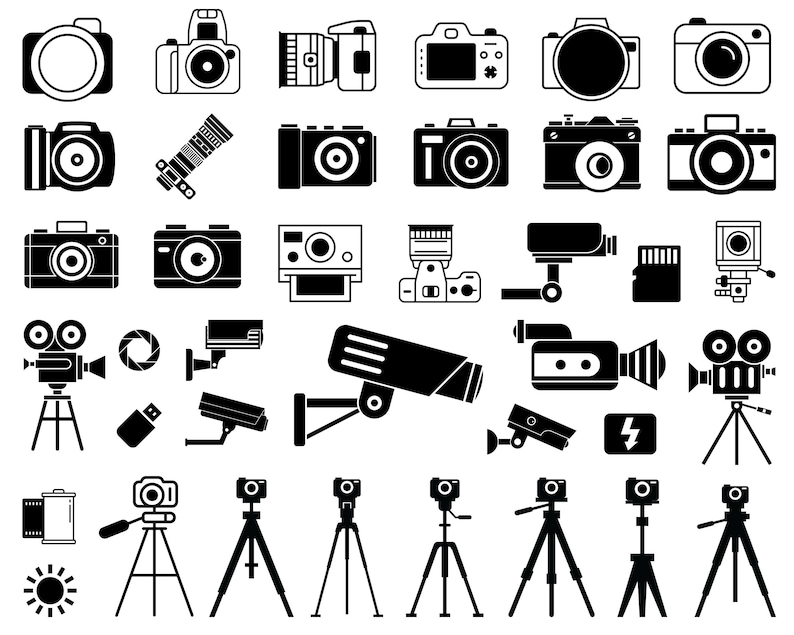 Camera SVG PNG Bundle Tripod Svg DSLR Svg Surveillance - Etsy