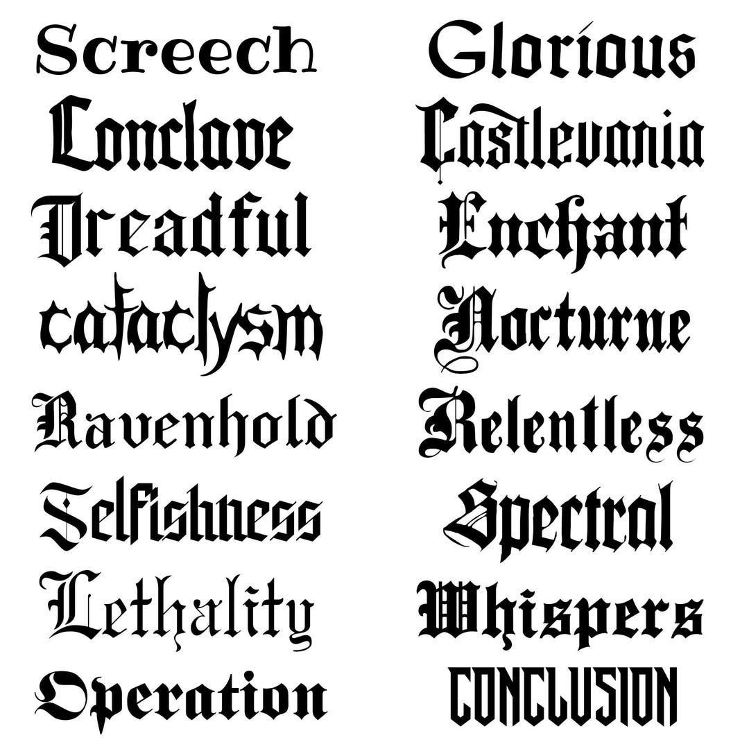 16 Gothic Fonts Bundle #2 SVG, PNG, TTF, Letters and Numbers, Alphabet ...