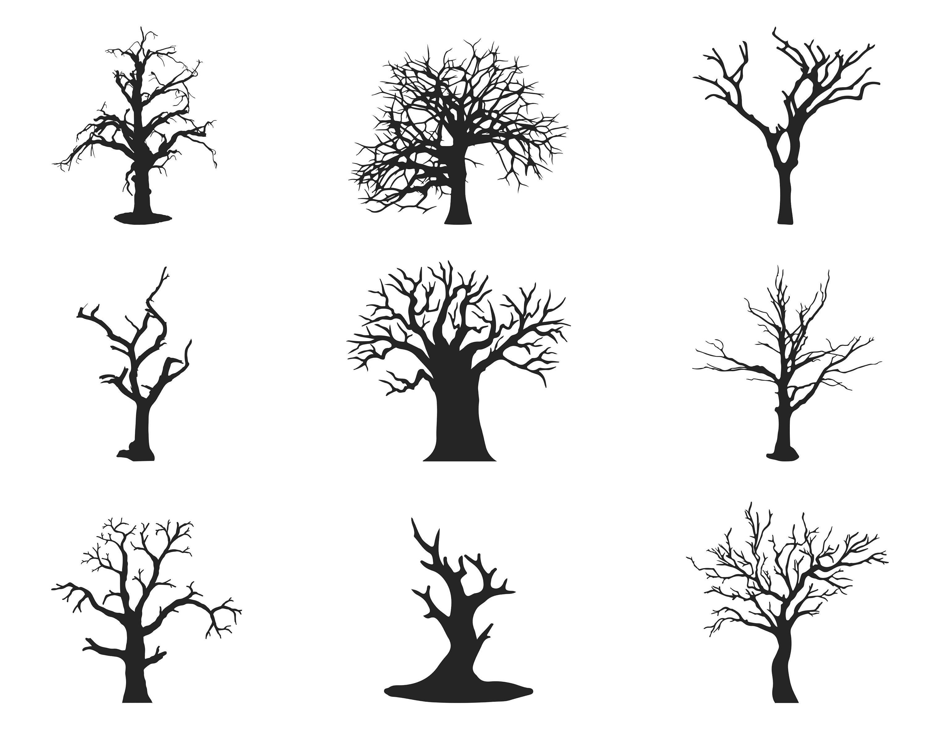 Simple Bare Tree Silhouette Vector
