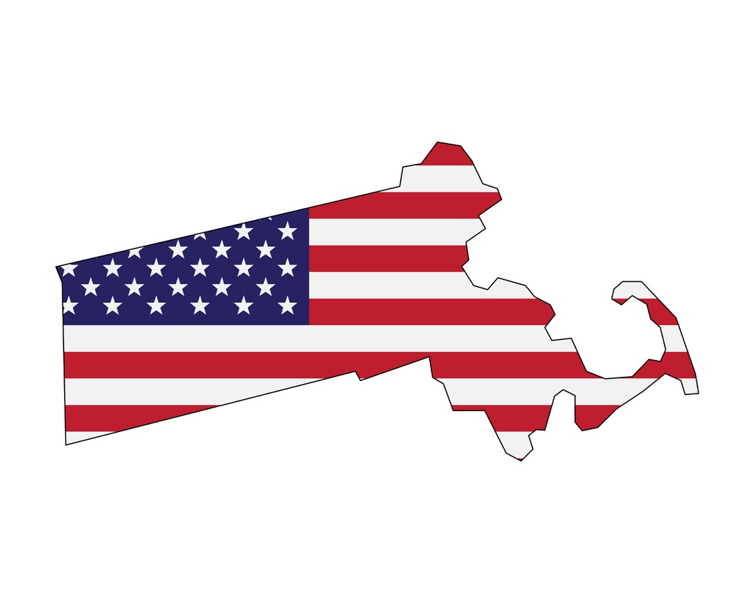 Massachusetts Flag Map SVG, PNG - American Flag Svg, Massachusetts Outline Svg, Massachusetts ...
