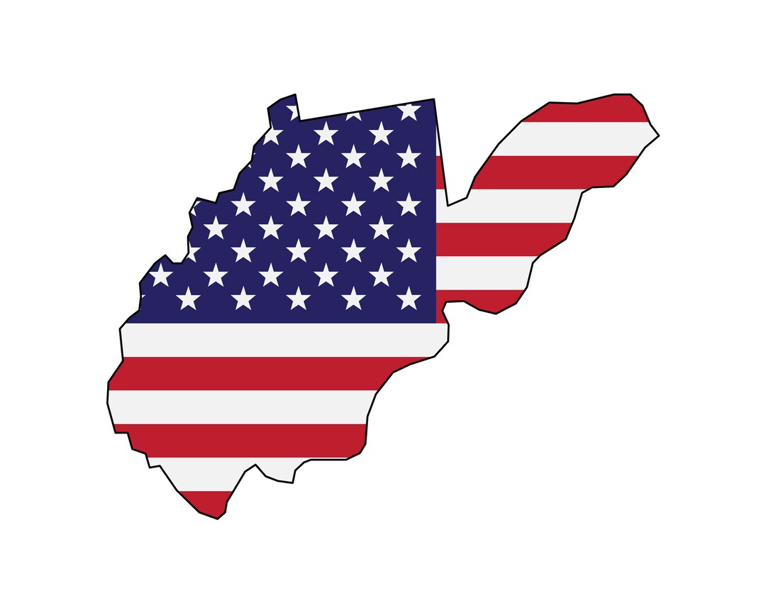 West Virginia Flag Map SVG, PNG - American Flag, West Virginia Outline Svg - Cut File for Cricut ...