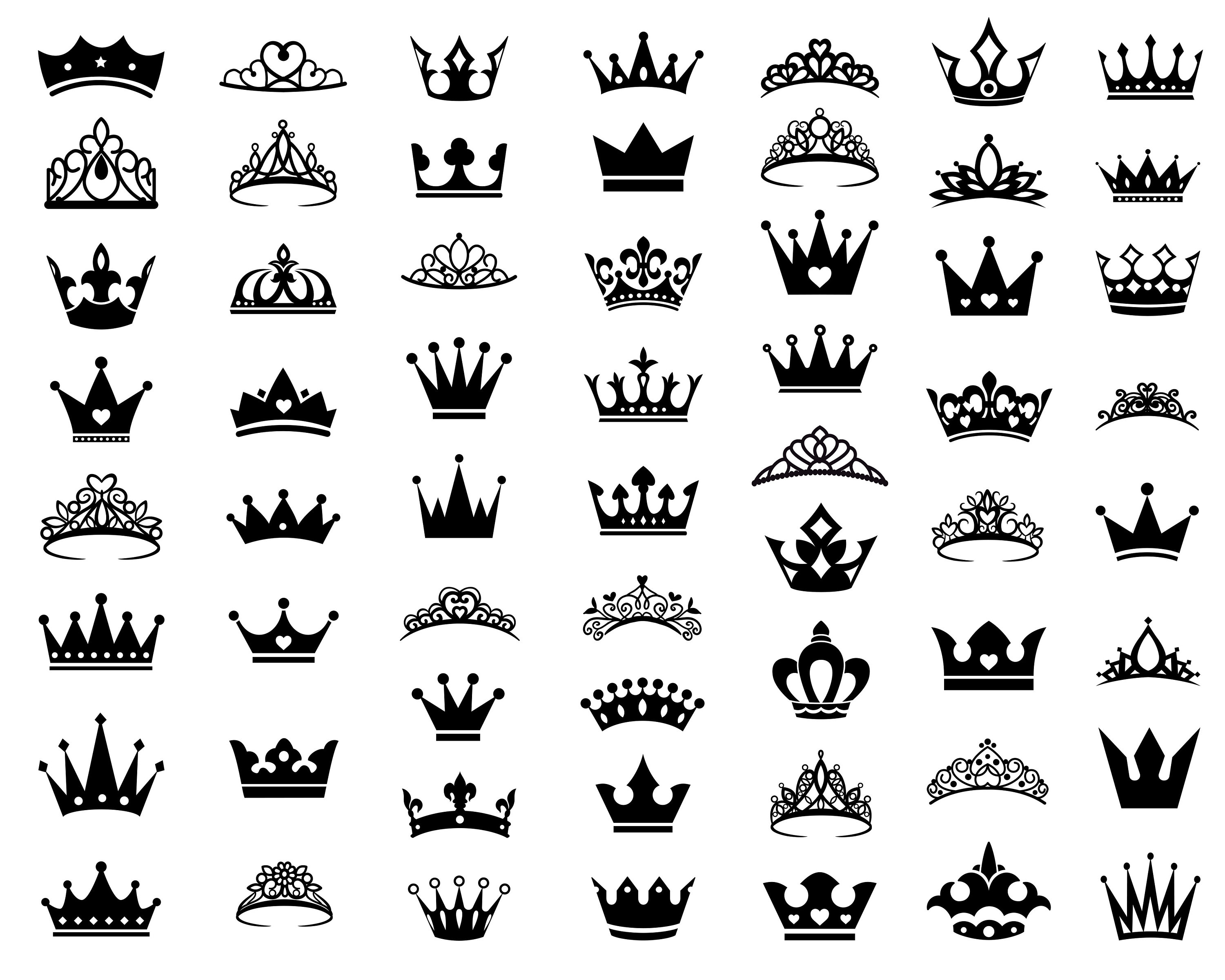 Krone SVG Bundle, PNG, Kronen Svg, Prinzessin Krone Svg, Plotterdateien für Cricut, Silhouette ...