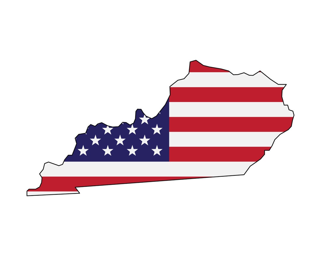 Kentucky Flag Map SVG, PNG - American Flag Svg, Kentucky Outline Svg ...