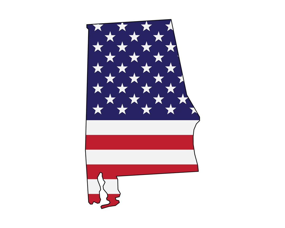 Alabama Flag Map SVG, PNG - American Flag Svg, Alabama Outline Svg ...