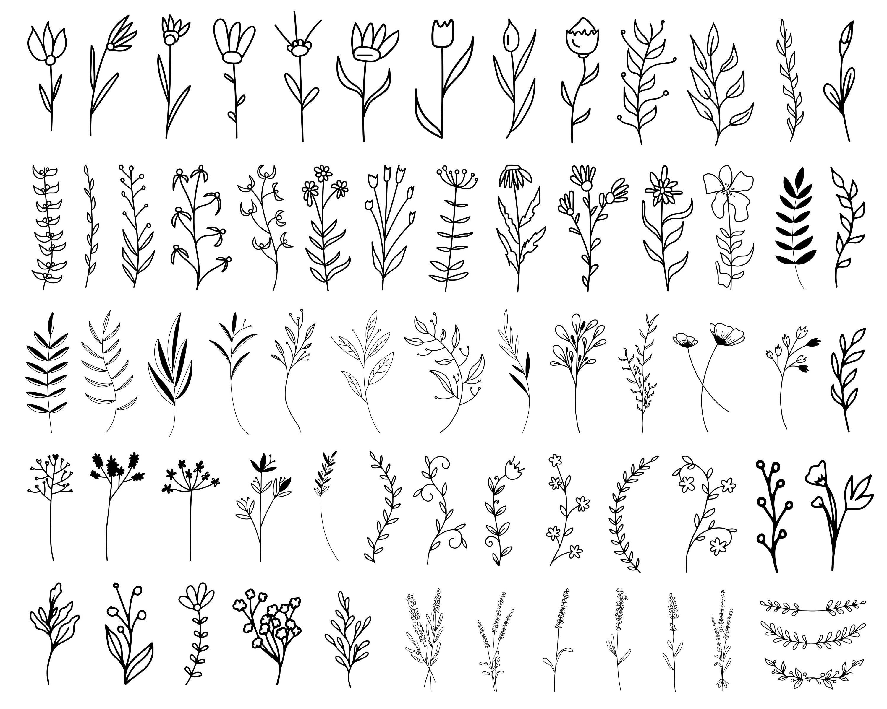 Wildblume SVG Bundle, PNG, Wildblumen Svg, Handgezeichnete Blume Svg, Bouquet Svg ...