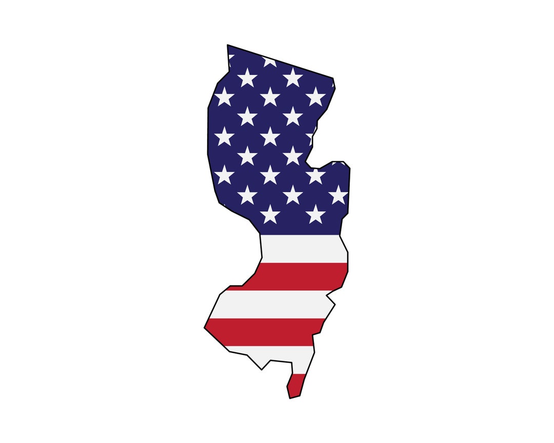 New Jersey Flag Map SVG, PNG - American Flag Svg, New Jersey Outline ...