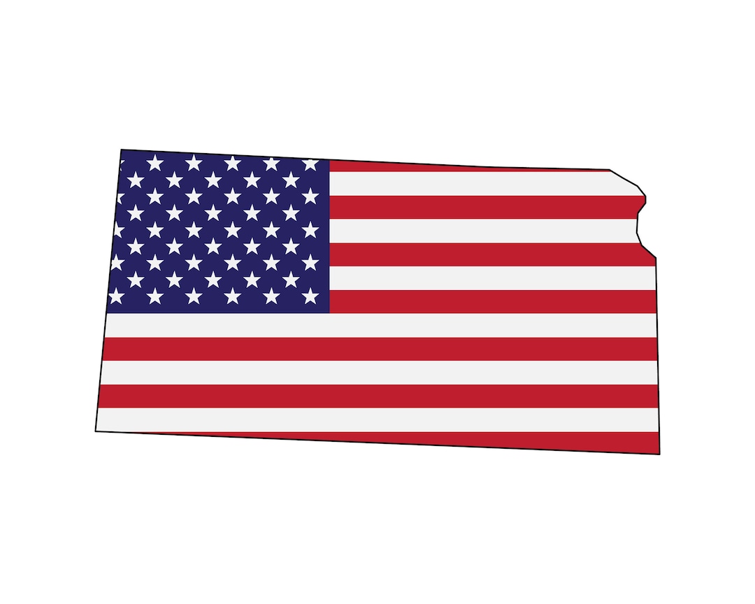 Kansas Flag Map SVG, PNG - American Flag Svg, Kansas Outline Svg ...