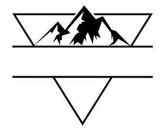 Mountain Monogram SVG, PNG - Circle Frame Svg, Split Name Frame Svg ...