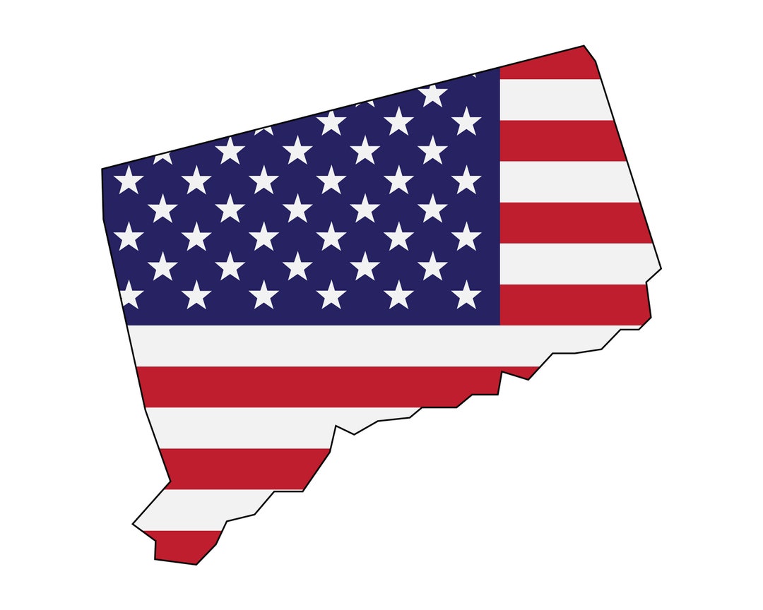 Connecticut Flag Map SVG, PNG - American Flag Svg, Connecticut Outline ...