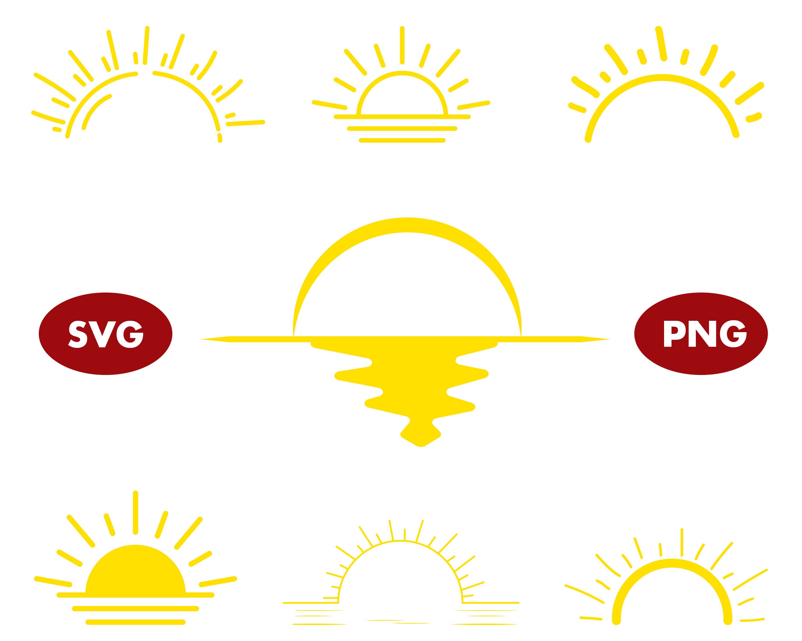 Sunrise SVG, PNG Bundle, Sun Svg Cut Files for Cricut, Silhouette ...